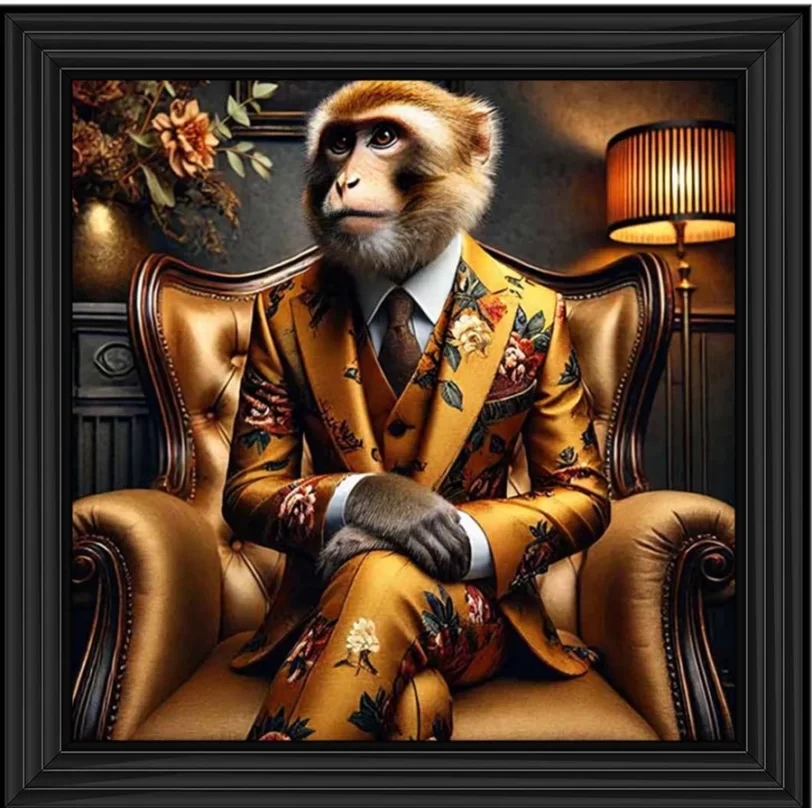 Posh Monkey in Armchair Picture - Norwich Art
