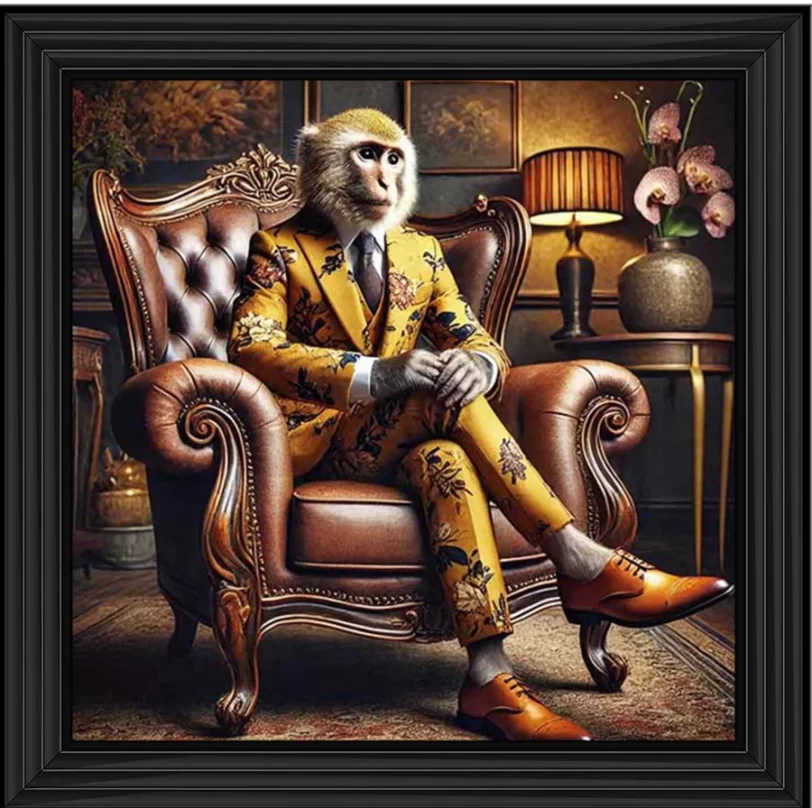 Posh Monkey in Floral Suit Picture - Norwich Art